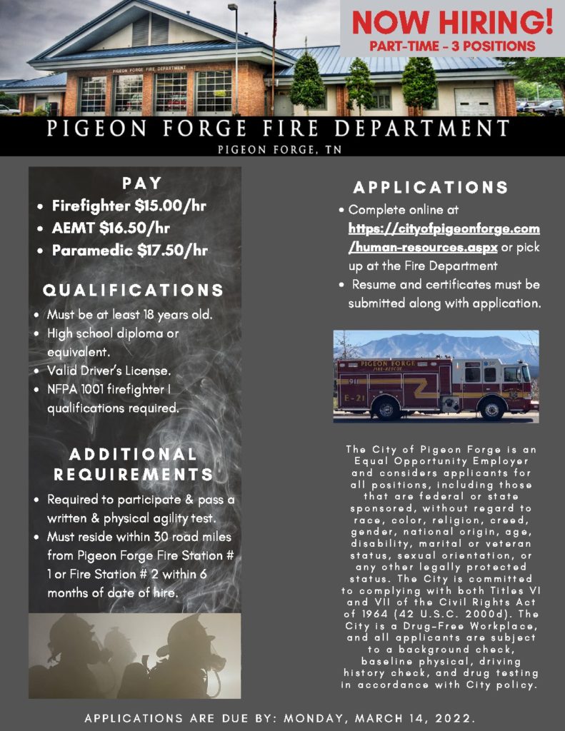 Job Opportunities – Sevier County Fire Chief's Association